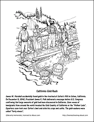 Tsamba la California Gold Rush Coloring Page