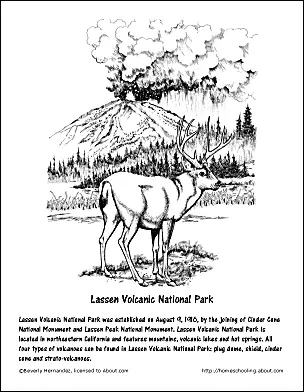 Lassen Volcanic National Park Coloring Tsamba