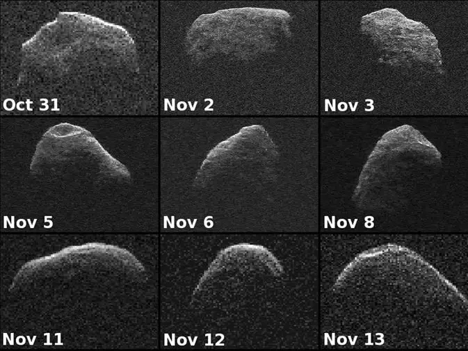 asteroid Apophis a welir mewn delweddau radar.