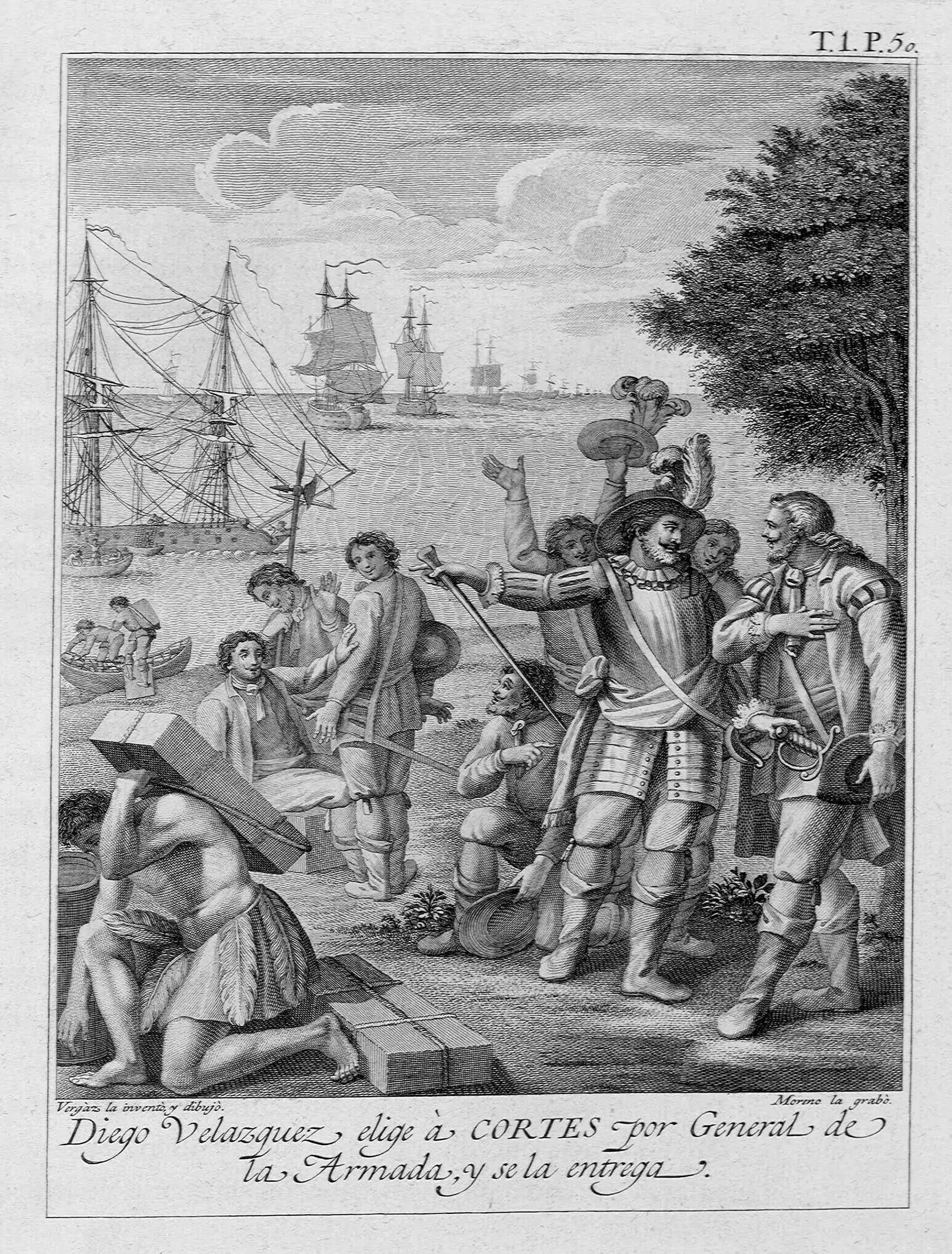 Velazquez kiest Cortes om in ekspedysje nei it westen te lieden