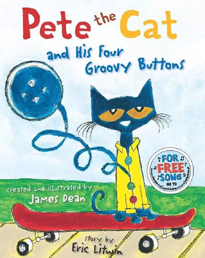 Clúdaíonn Pete the Cat and His Four Groovy Buttons le James Dean agus Eric Litwin