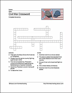 南北戦争の語彙、クロスワードパズルなど 28831_3