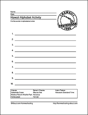 Hawaii Worksheet