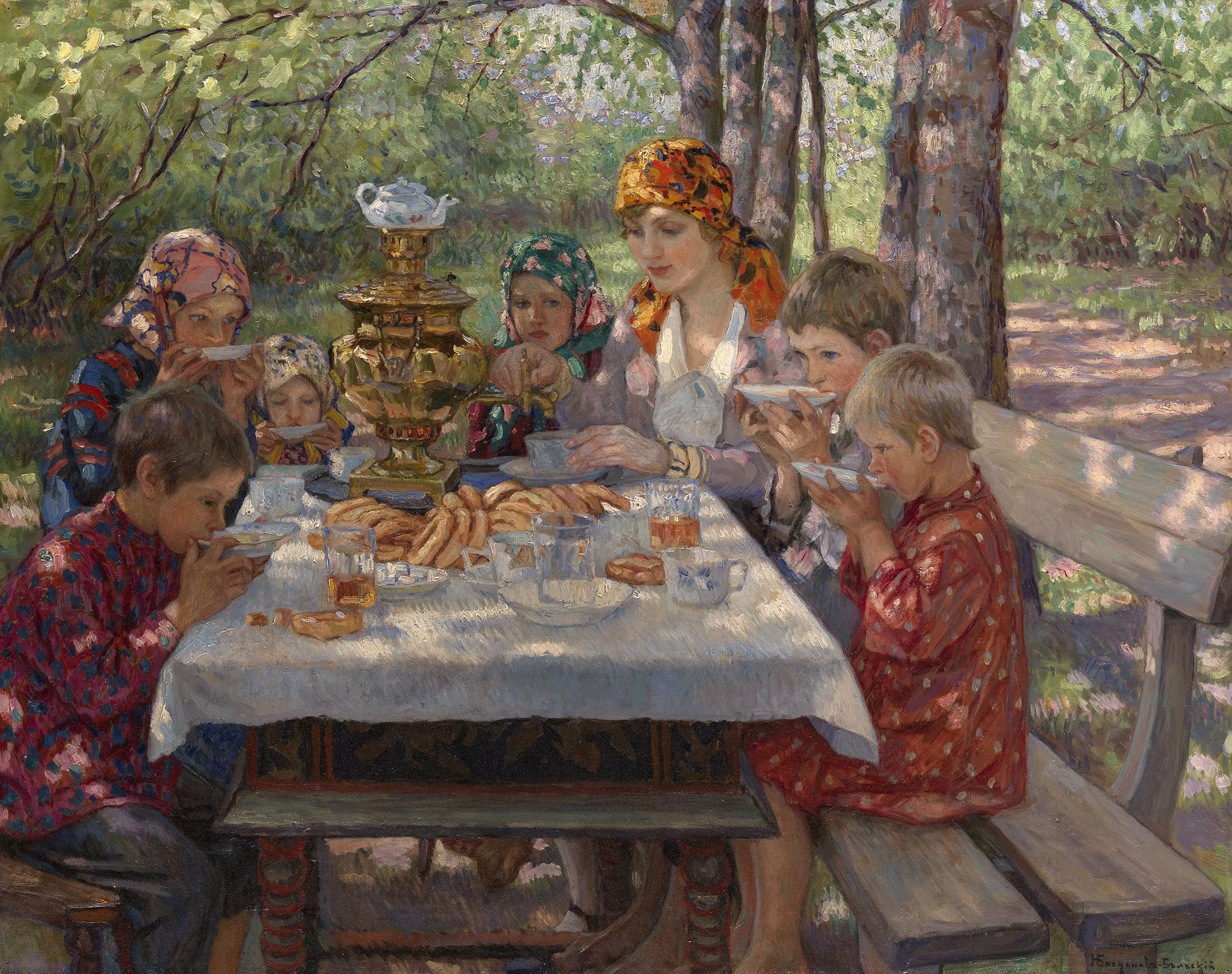 Lærerens gjester. Kunstner: Bogdanov-Belsky, Nikolai Petrovich (1868-1945)