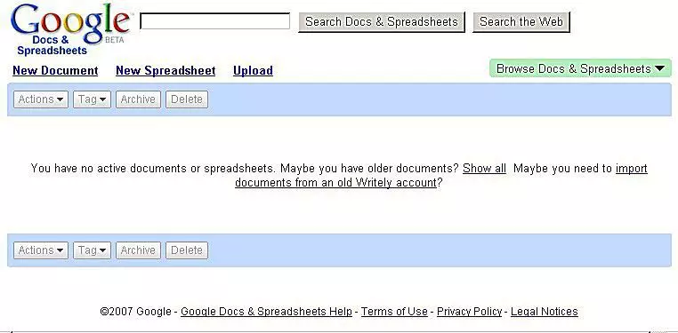 Google Dokumentumok képernyőképe