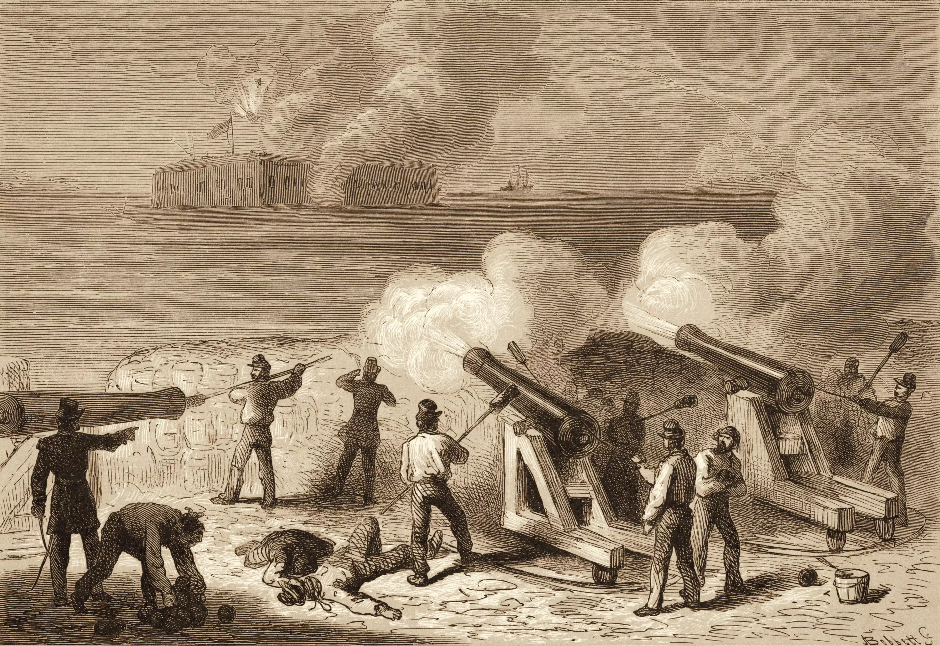Illustrasie van die aanval op Fort Sumter