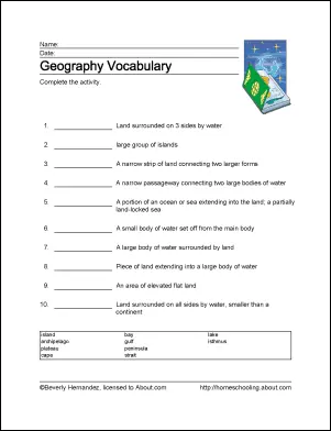 Geography Wordsearch, Vocabulary, Crossword, ma isi 31549_1