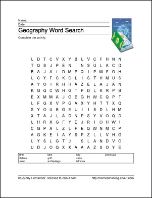 Geography Wordsearch, Vocabulary, Crossword, ma isi 31549_2