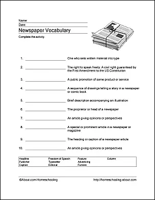 Ntawv xov xwm Vocabulary