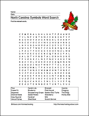 North Carolina Wordsearch, Crossword Puzzle, thiab ntau dua 32301_2