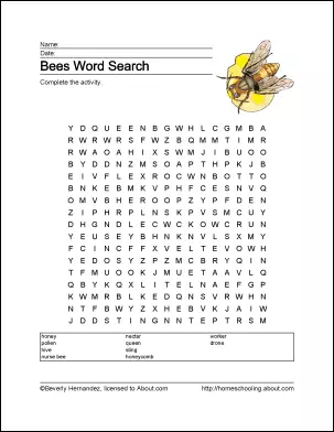 Bees Wordsearch, Vocabulary, Crossword, ndi Zambiri 32829_2