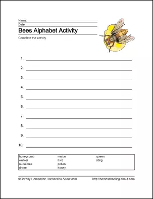 Bees Wordsearch, Vocabulary, Crossword, ndi Zambiri 32829_5