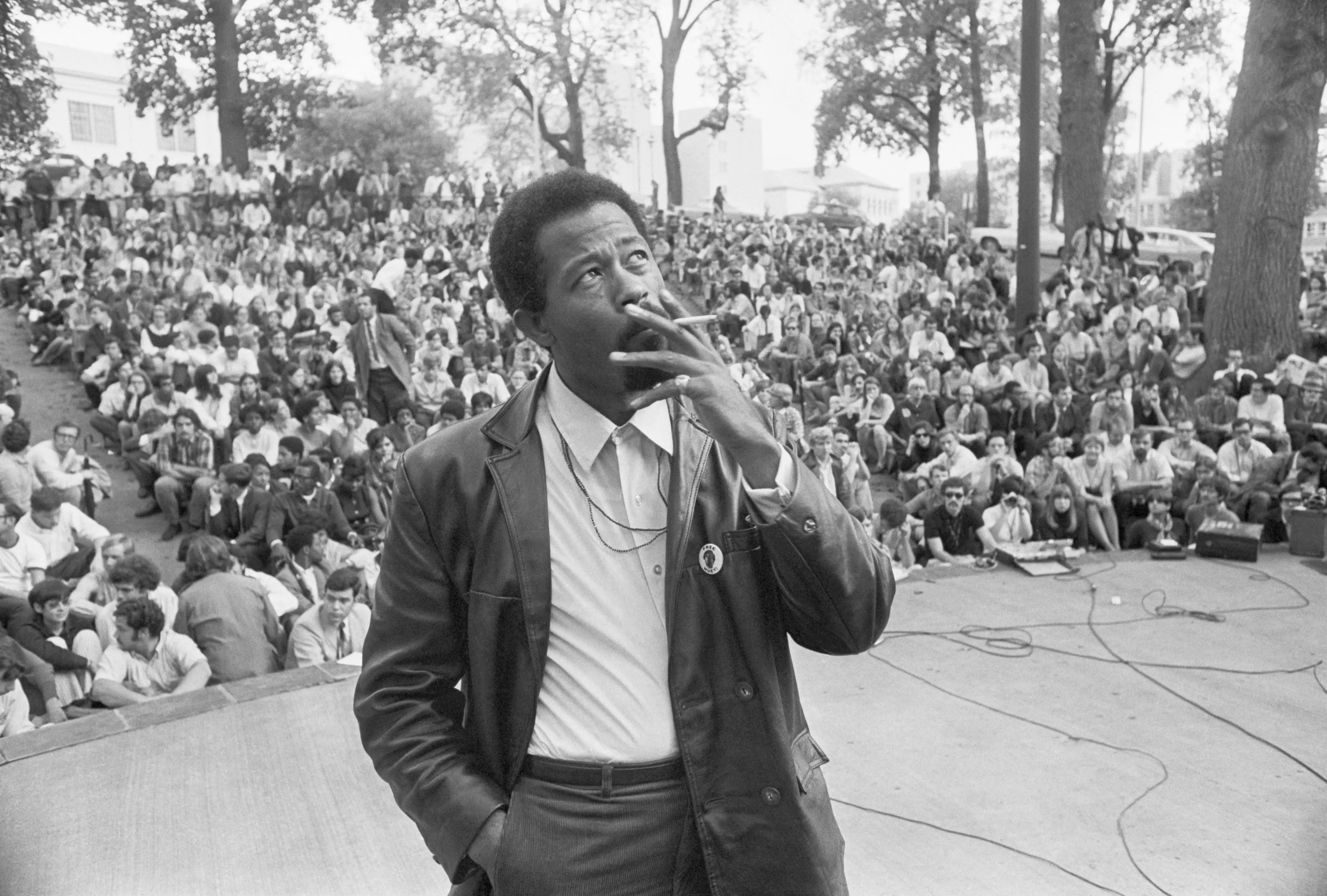 Eldridge Cleaver with Back to Student Crowd