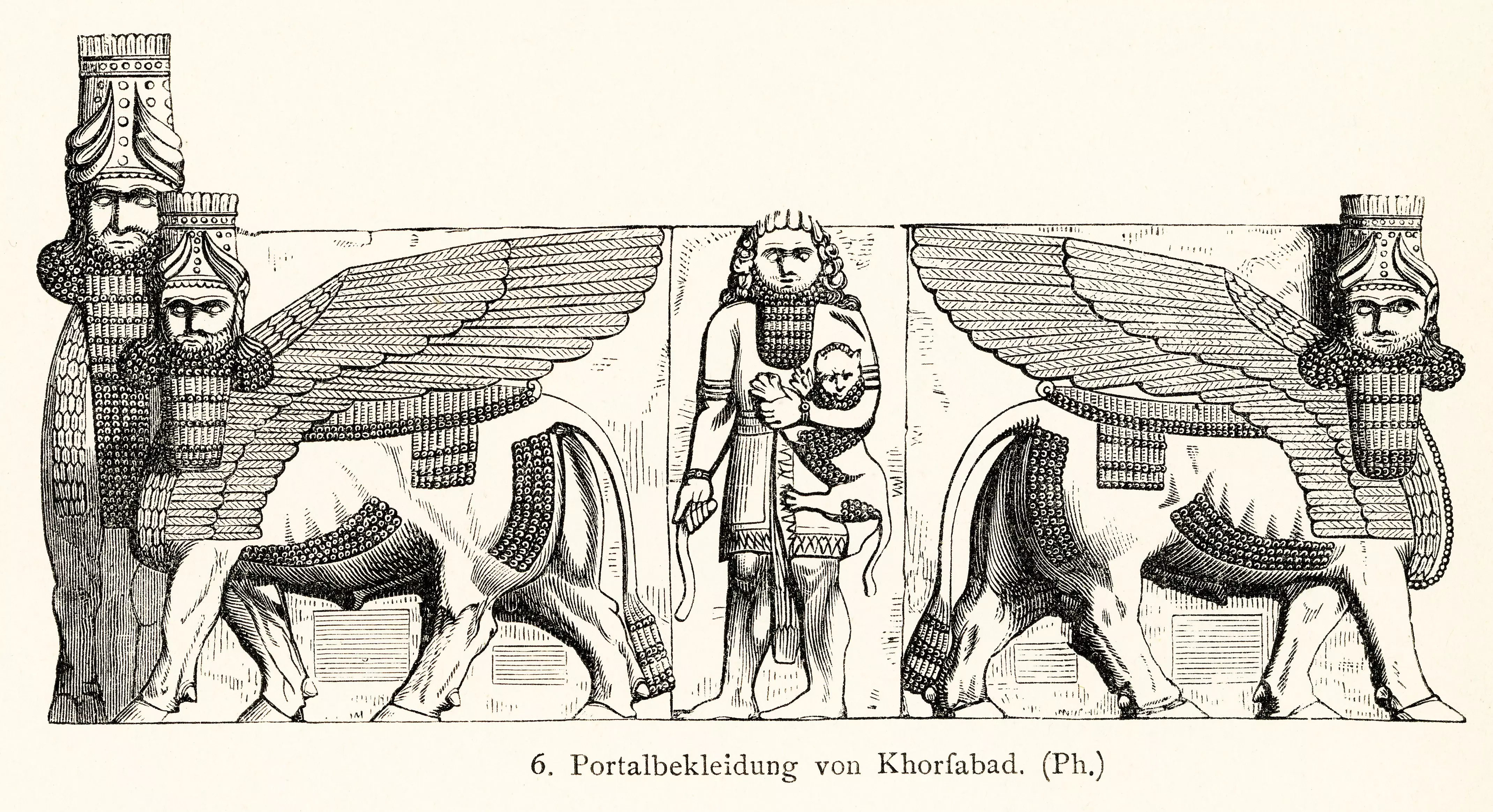 portal jamb statuer af Dur-Sharrukin, Palace of Sargon, Khorsabad, Irak
