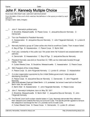 John F. Kennedy Challenge Worksheet