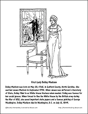 Halaman Mewarnai First Lady Dolley Madison