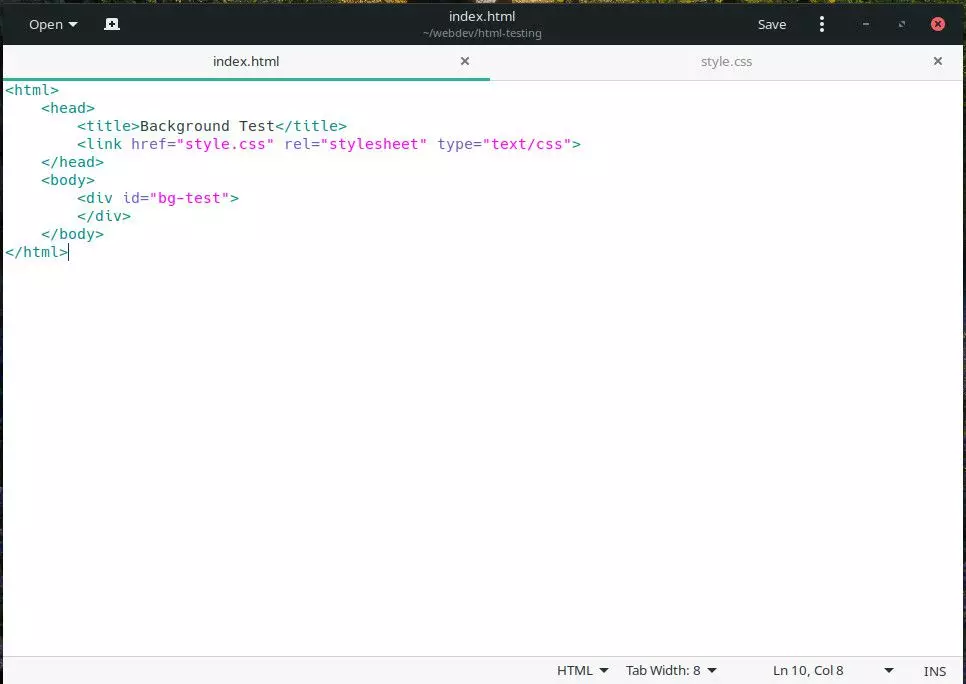 Exemplo de HTML para capa de plano de fundo CSS