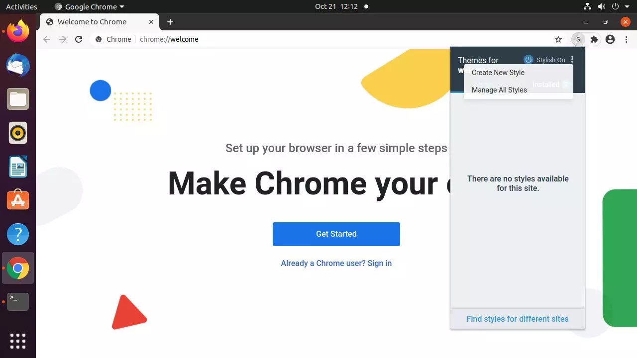 Google Chrome Stijlvolle opties