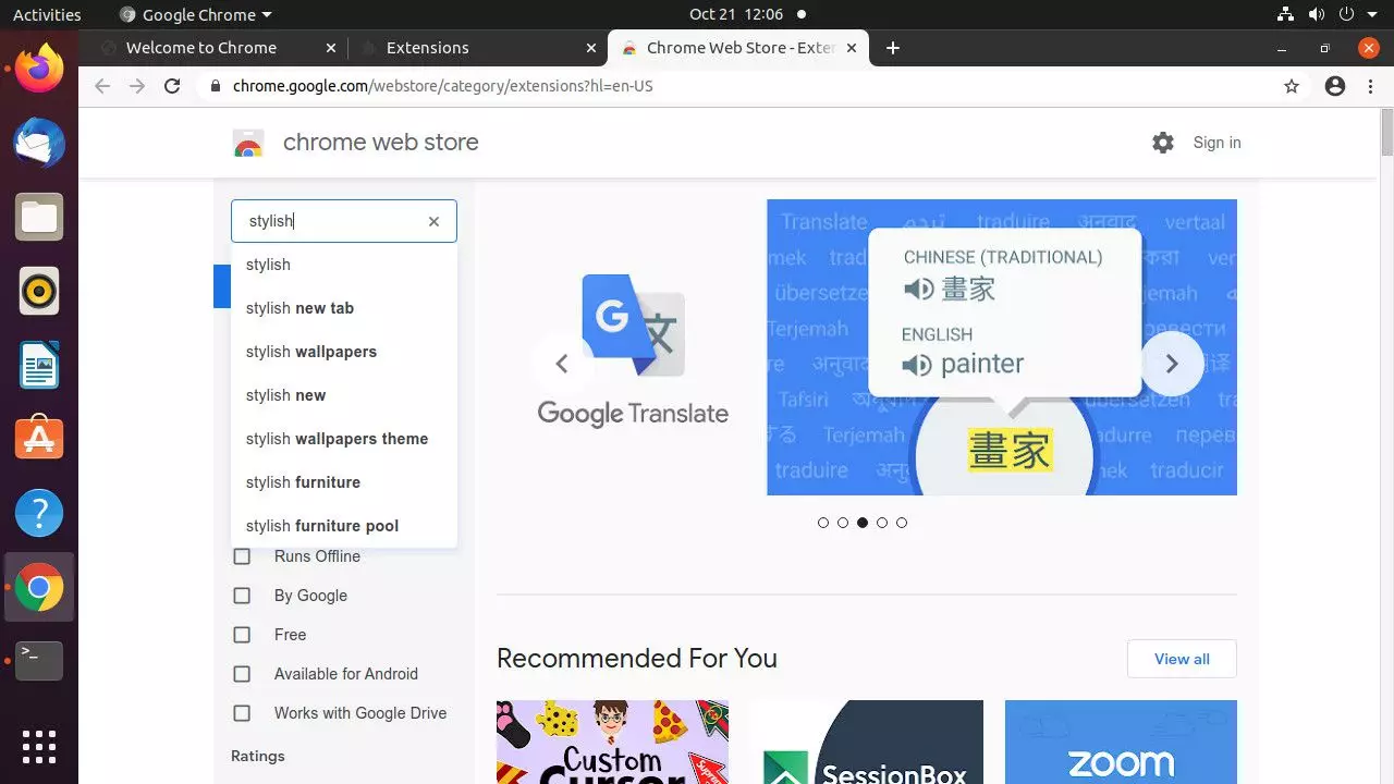 Google Chrome web store