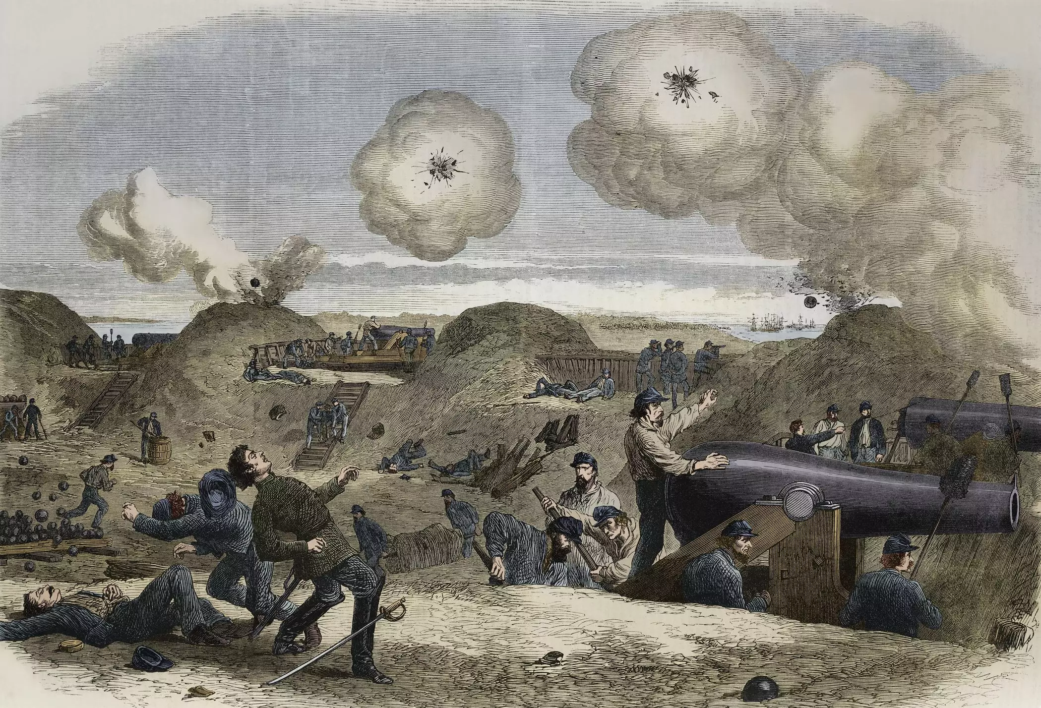 Bombardement av Fort Fisher, nær Wilmington, New York, 1865