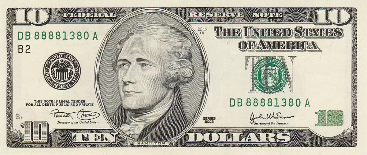 $ 10 bill