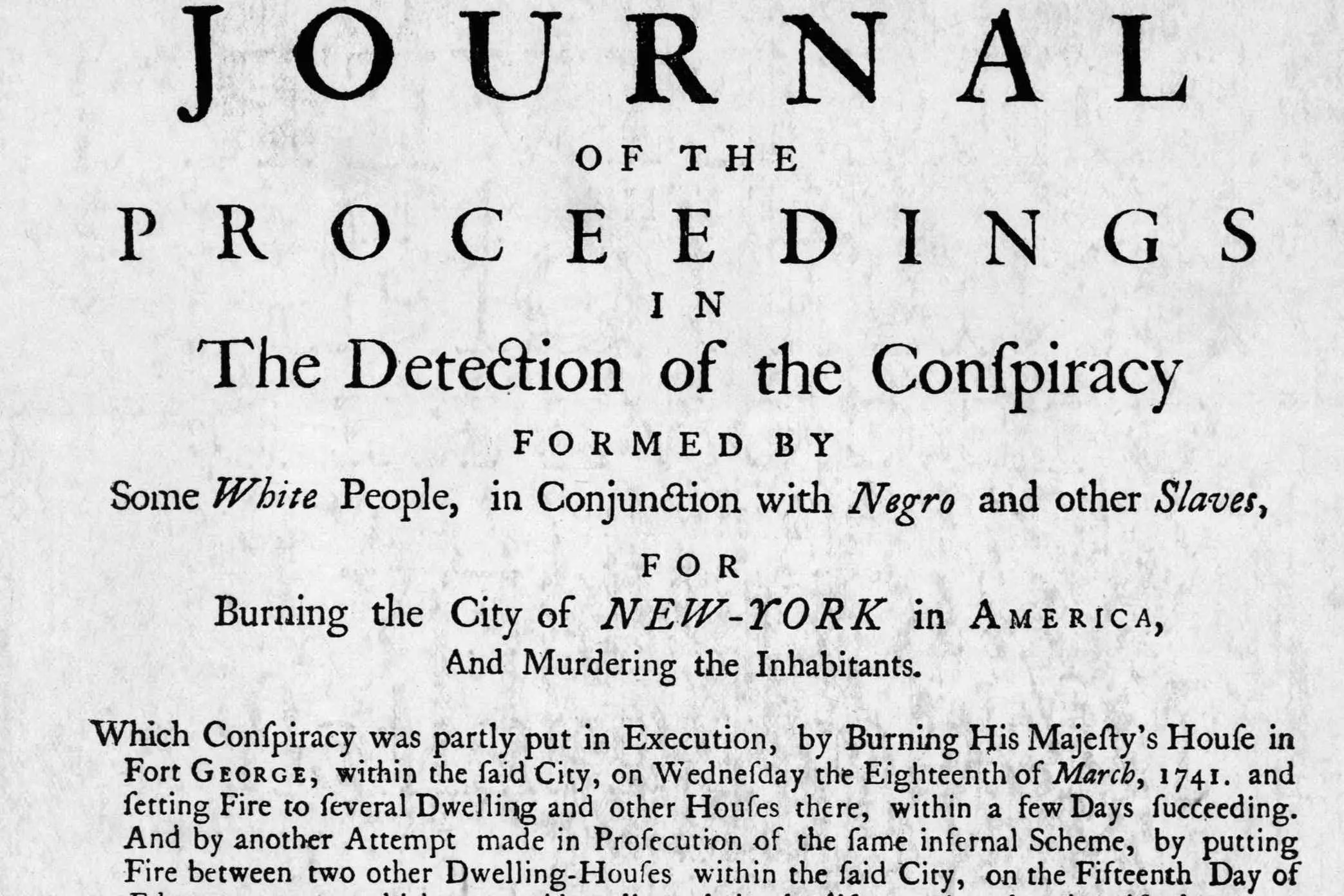 Journal of Proceedings for New York Slave Conspiracy