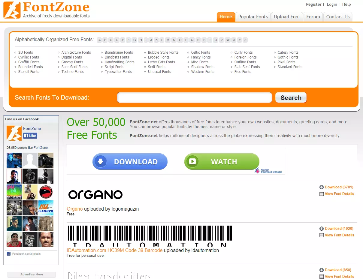 เว็บไซต์ FontZone