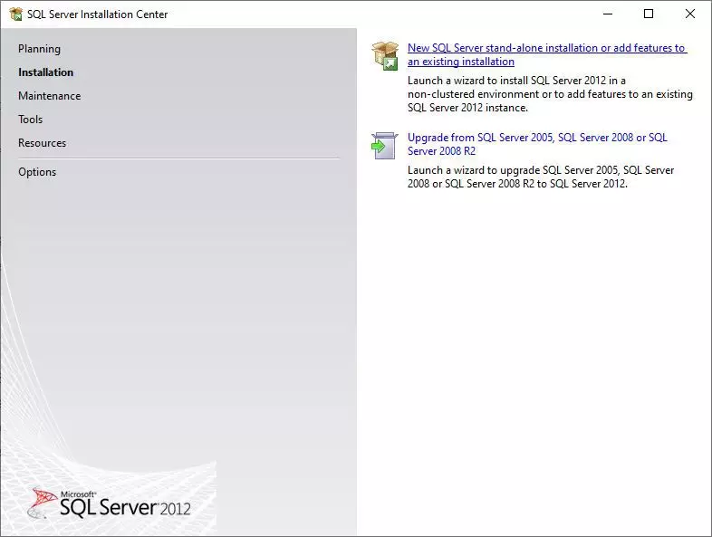 Finestra del Centre d'instal·lació de SQL Server