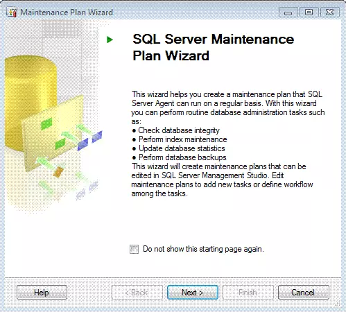 SQL Server maintenance plan wizard