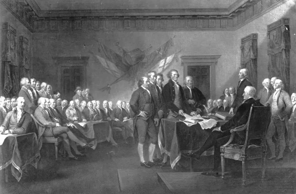 Il primo Congresso continentale si tiene a Carpenter's Hall, Filadelfia, per definire i diritti americani e organizzare un piano di resistenza agli atti coercitivi imposti dal Parlamento britannico come punizione per il Boston Tea Party.