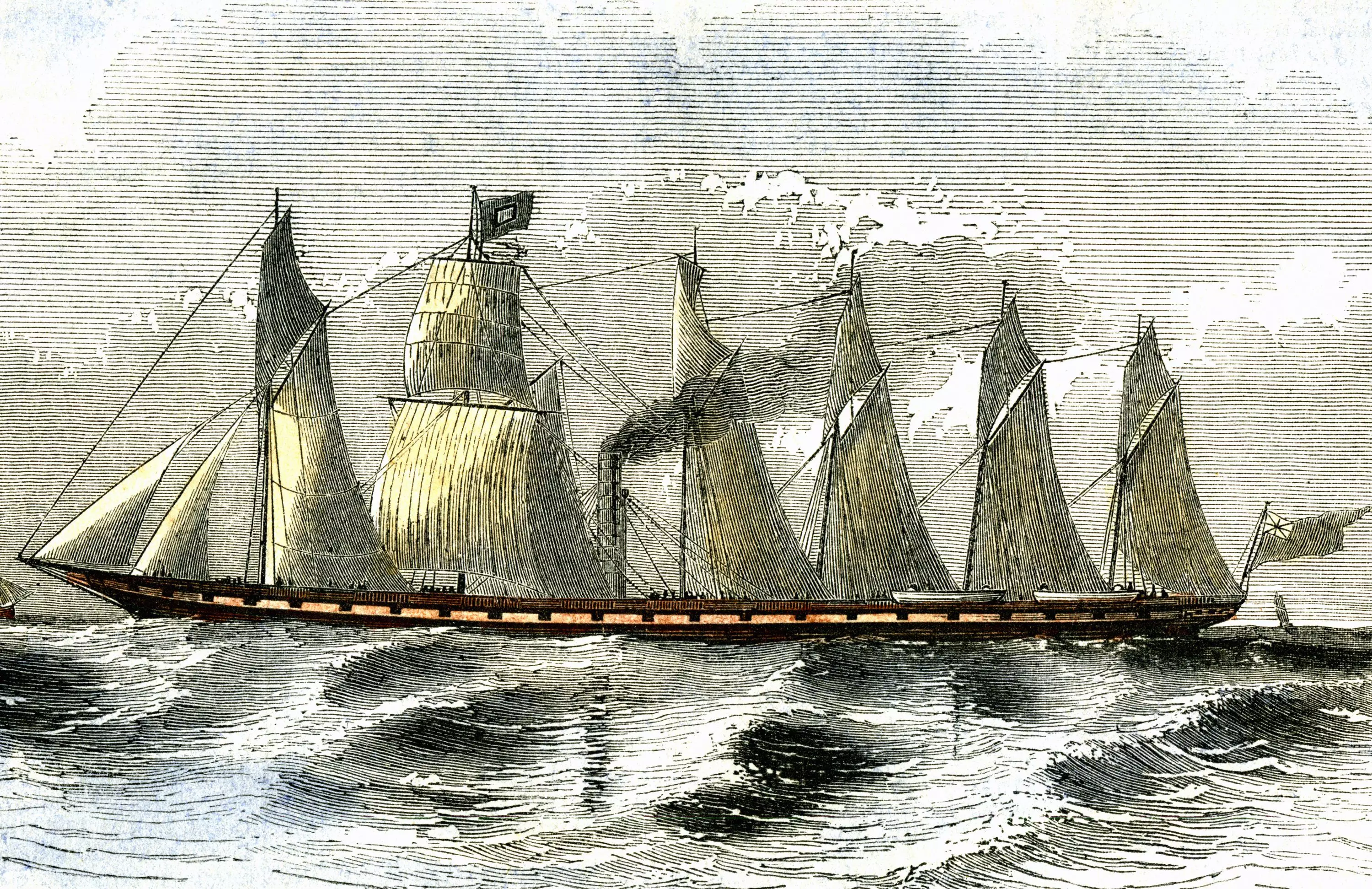 Lithograph awọ ti Brunel's SS Great Britain