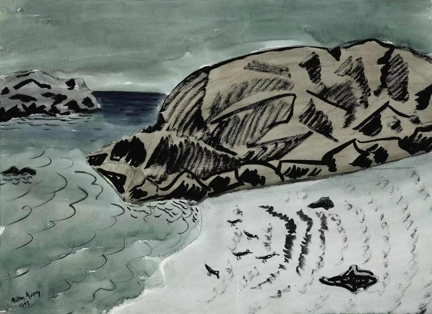 Milton Avery jūros peizažas su paukščiais