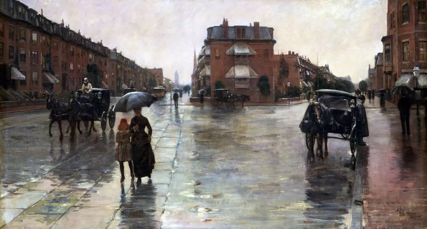 Childe Hassam en regnværsdag i Boston