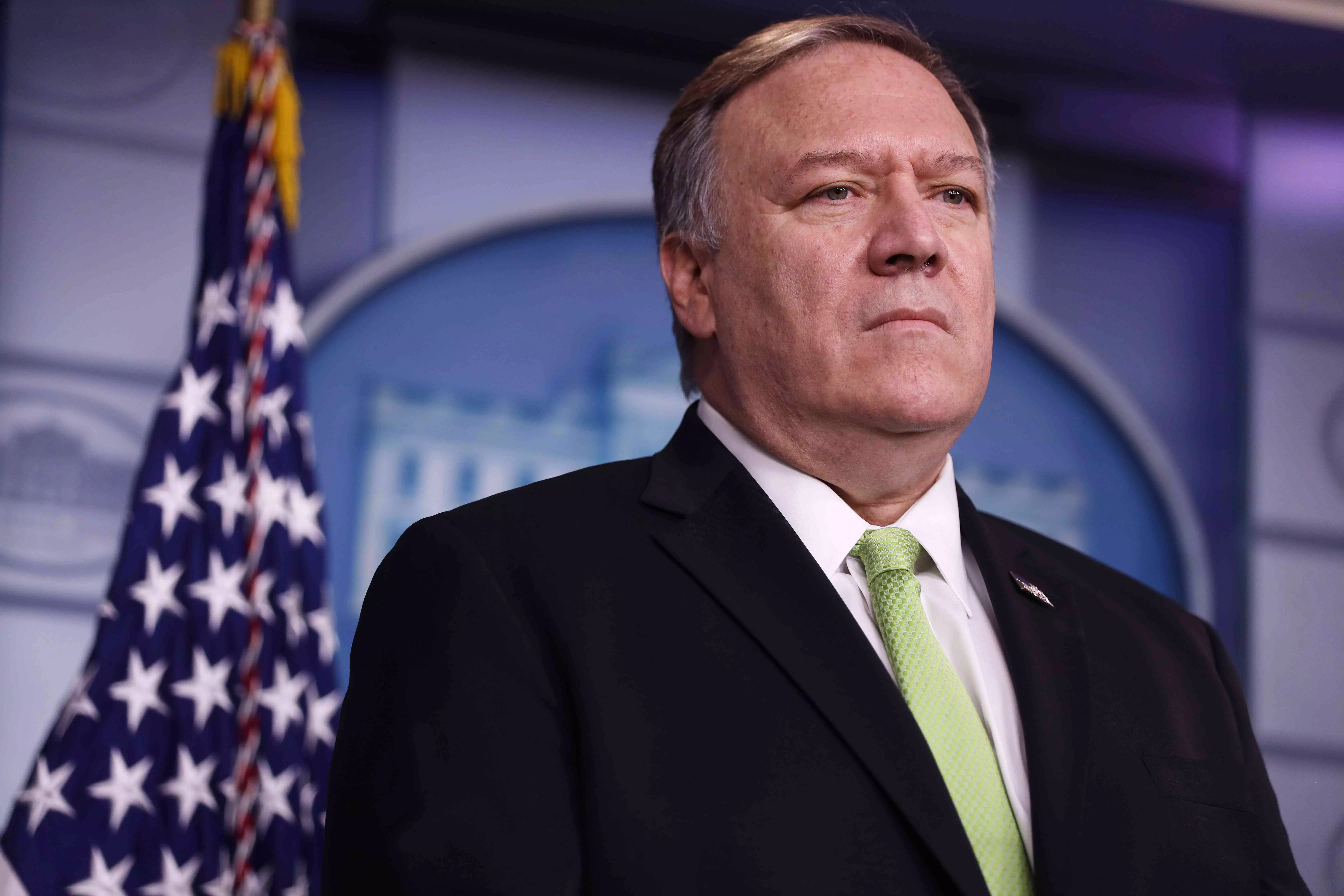 Den US-Ausseminister Mike Pompeo am Wäissen Haus den 10. Januar 2020.