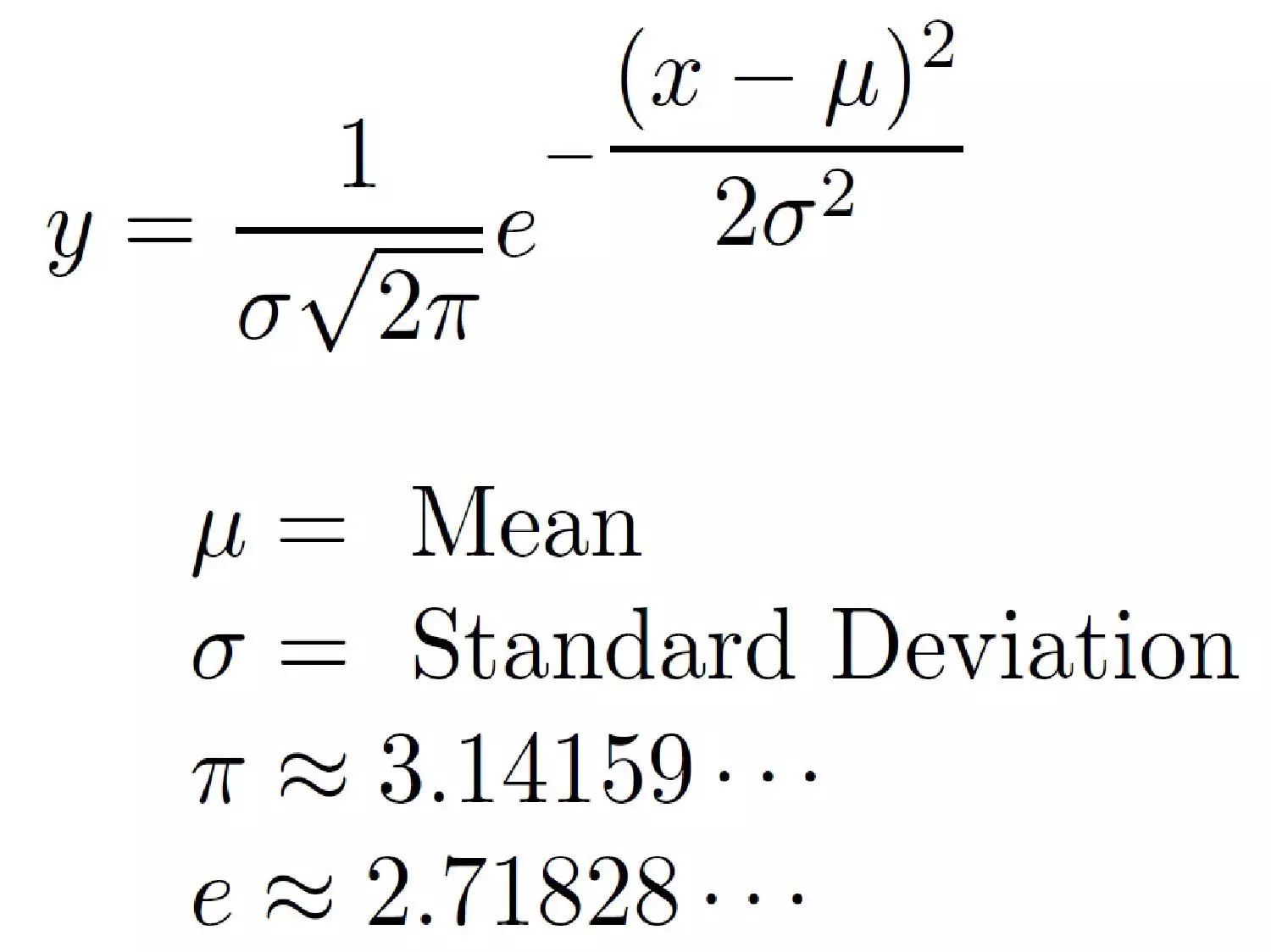 Formule voor de normale verdeling of klokkromme 6512_1