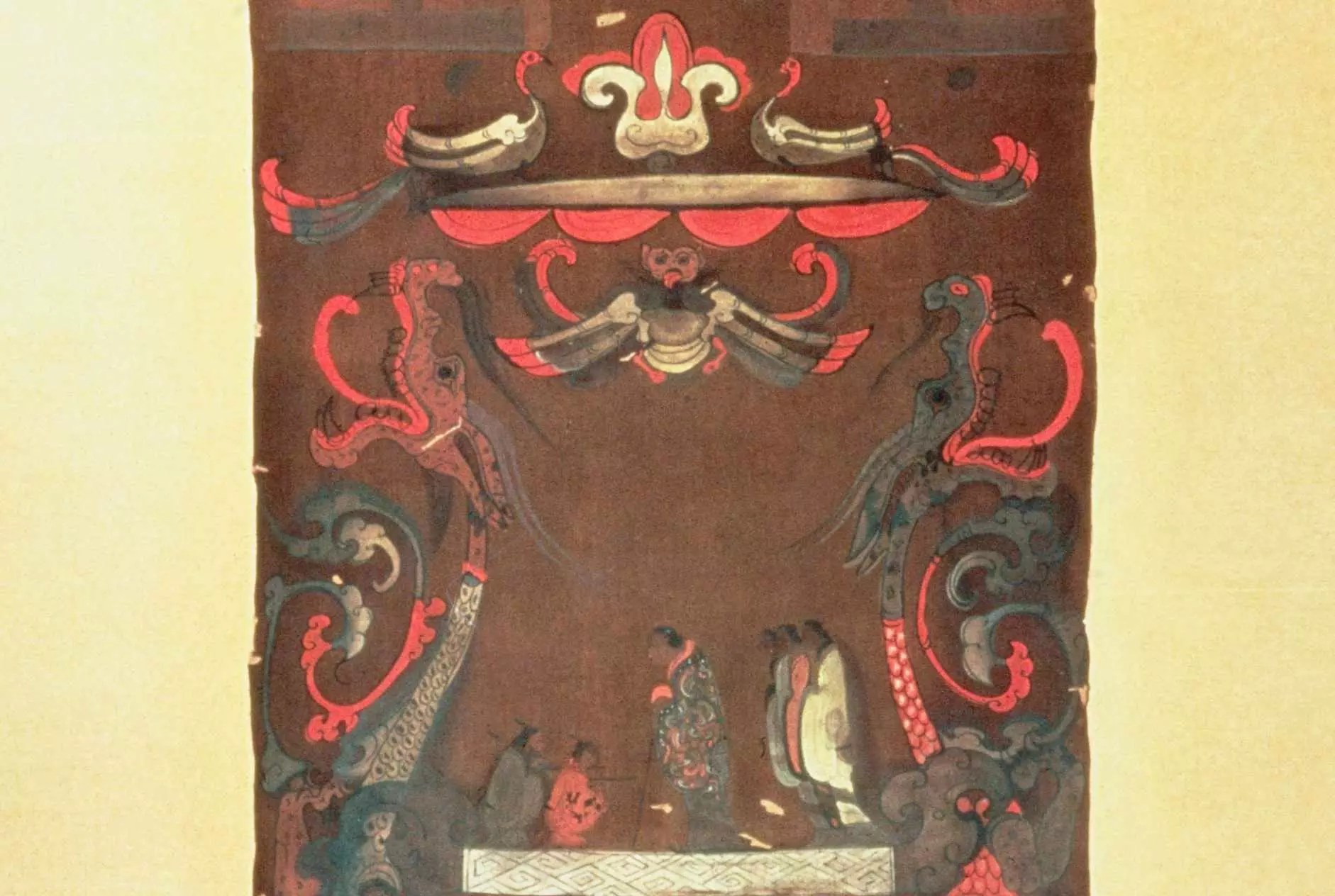 Midsektion af Han-dynastiets begravelsesbanner, der viser afdøde Lady Dai fra Mawangdui