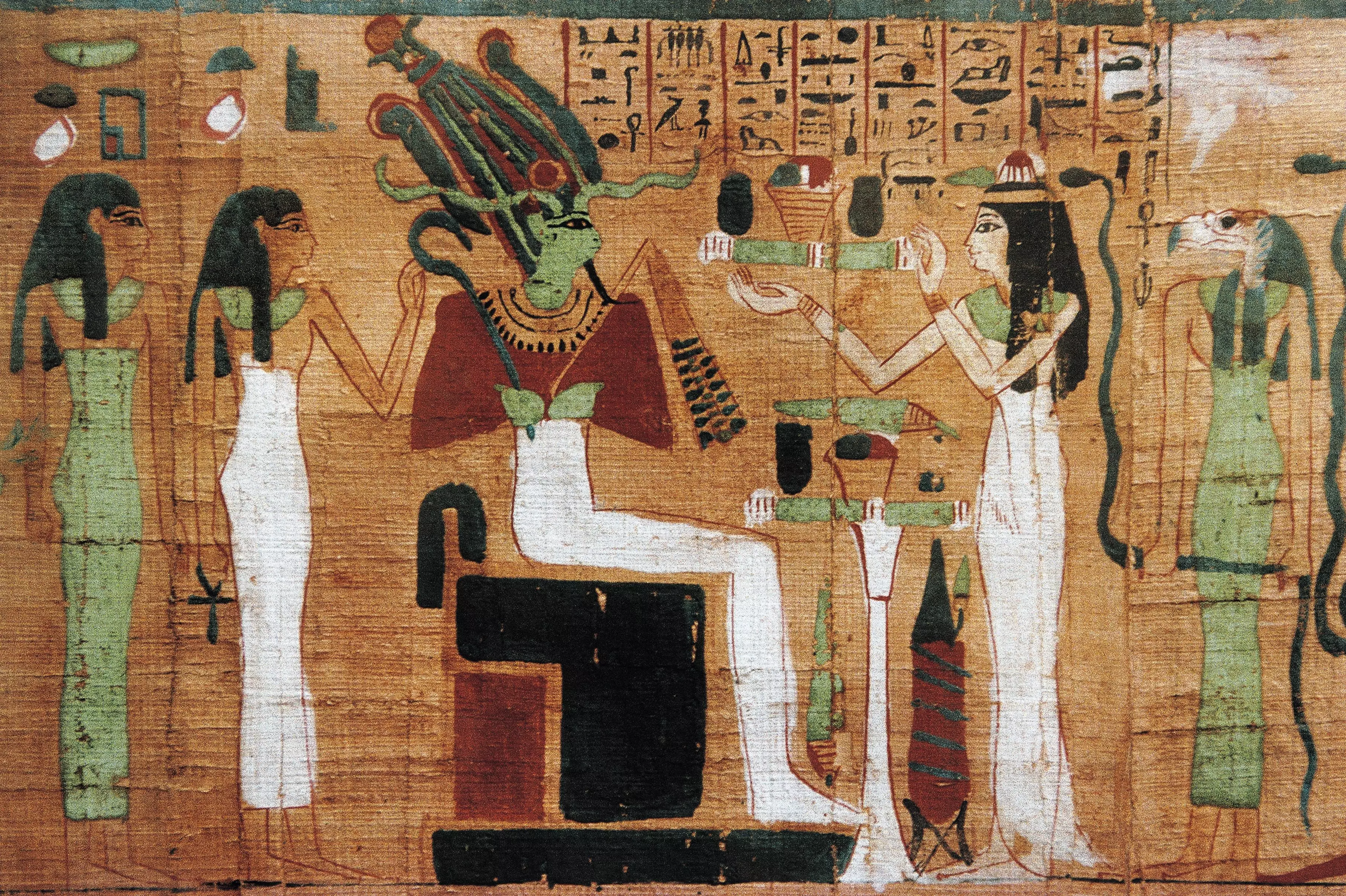 Igishushanyo cya Osiris ku ntebe ye y'ubwami.