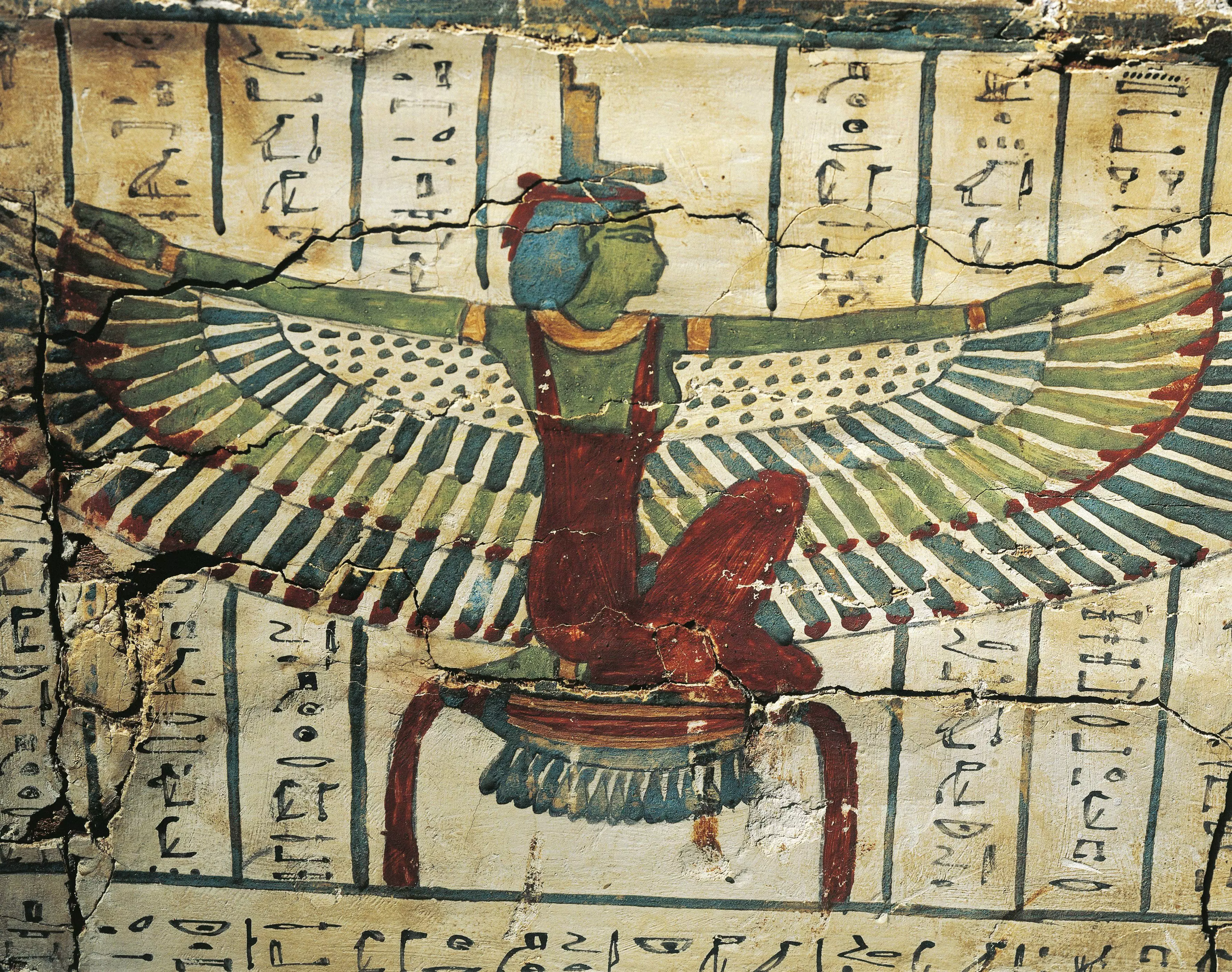 គំនូរ Hieroglyphic ដែលពណ៌នាអំពី Goddess Isis ។