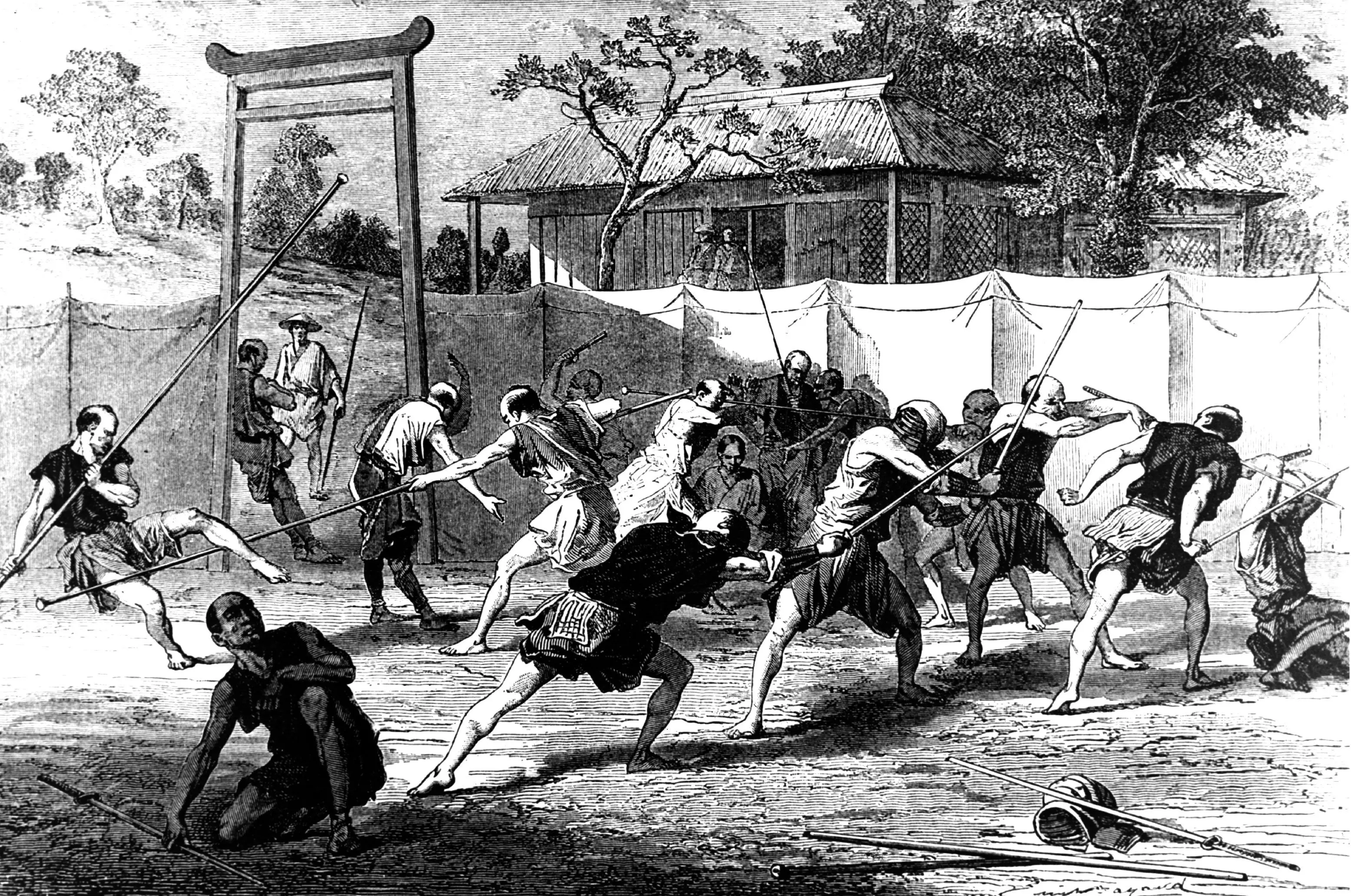 Ilustrasyon sa samurai recruits pagbansay alang sa Satsuma Rebellion