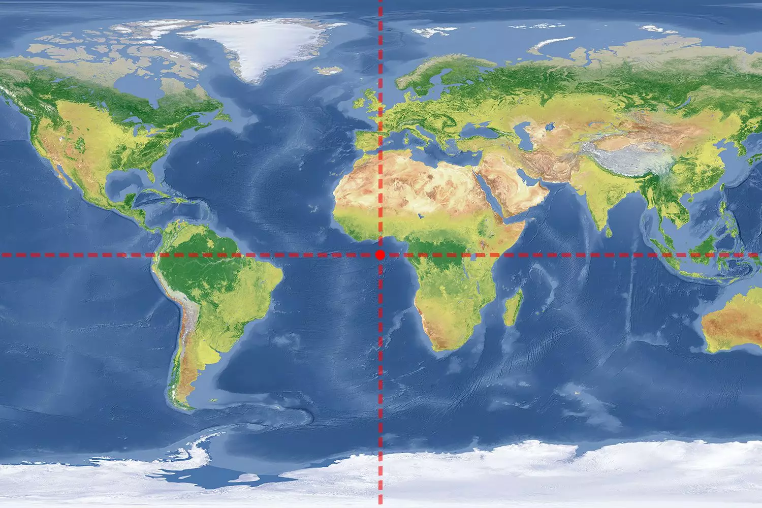 Nibo ni Latitude Degrees 0 ati Longitude Intersect?