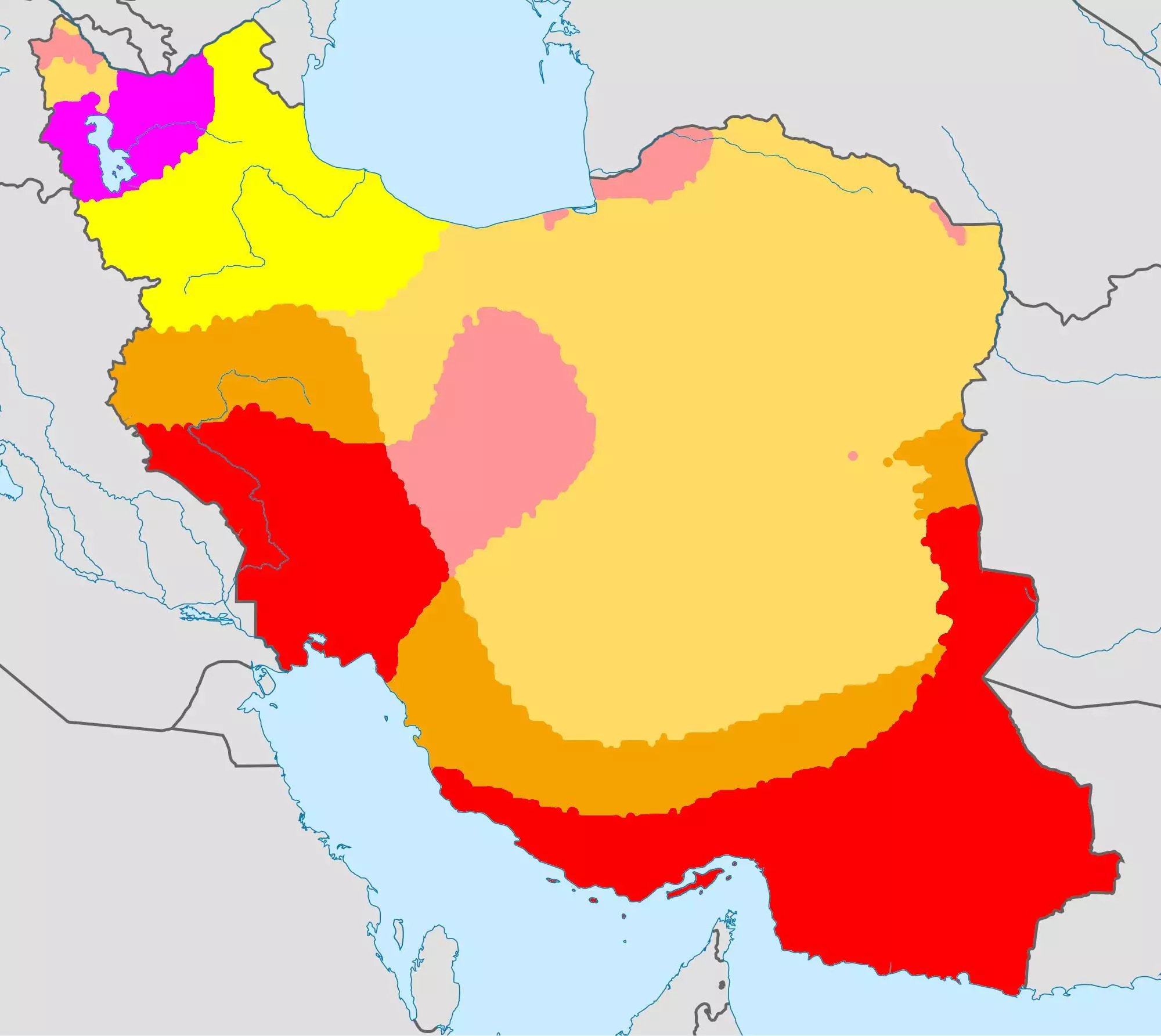 كوپپېن كېلىمات تۈرگە ئايرىلغان ئىراننىڭ خەرىتىسى.