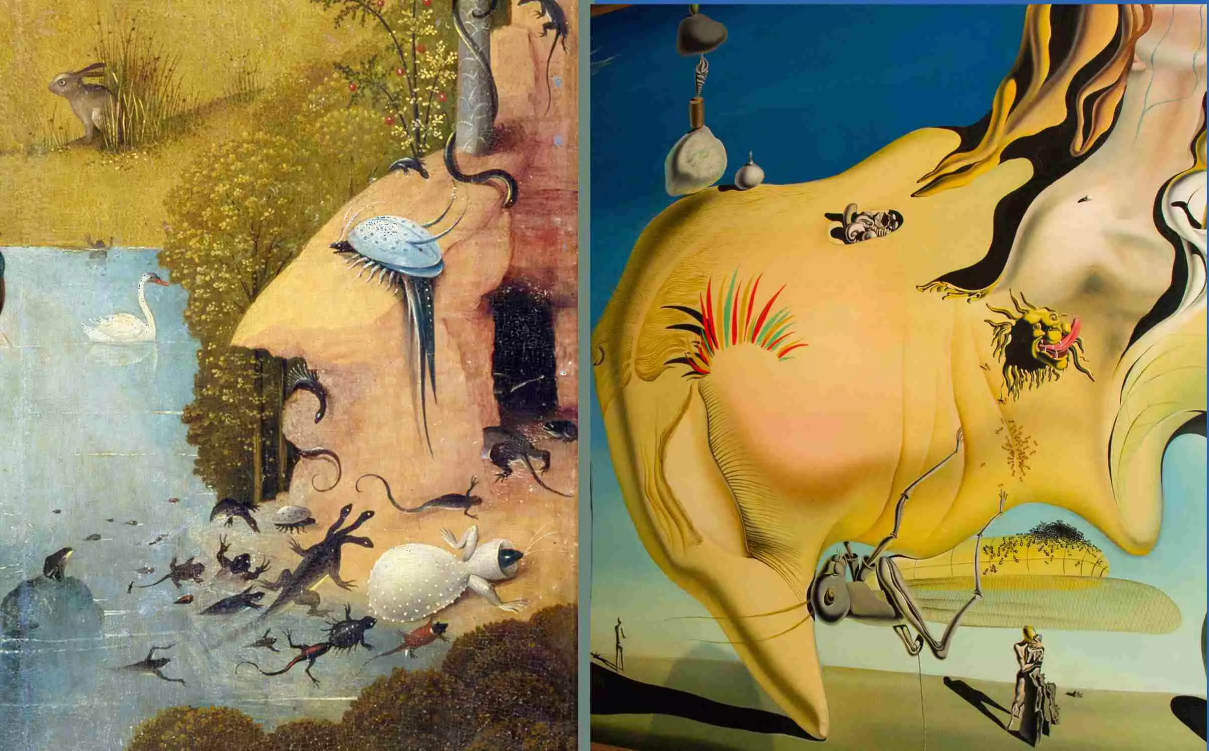 การก่อตัวของหินเหนือจริงที่วาดโดย Bosch และ Salvador Dali