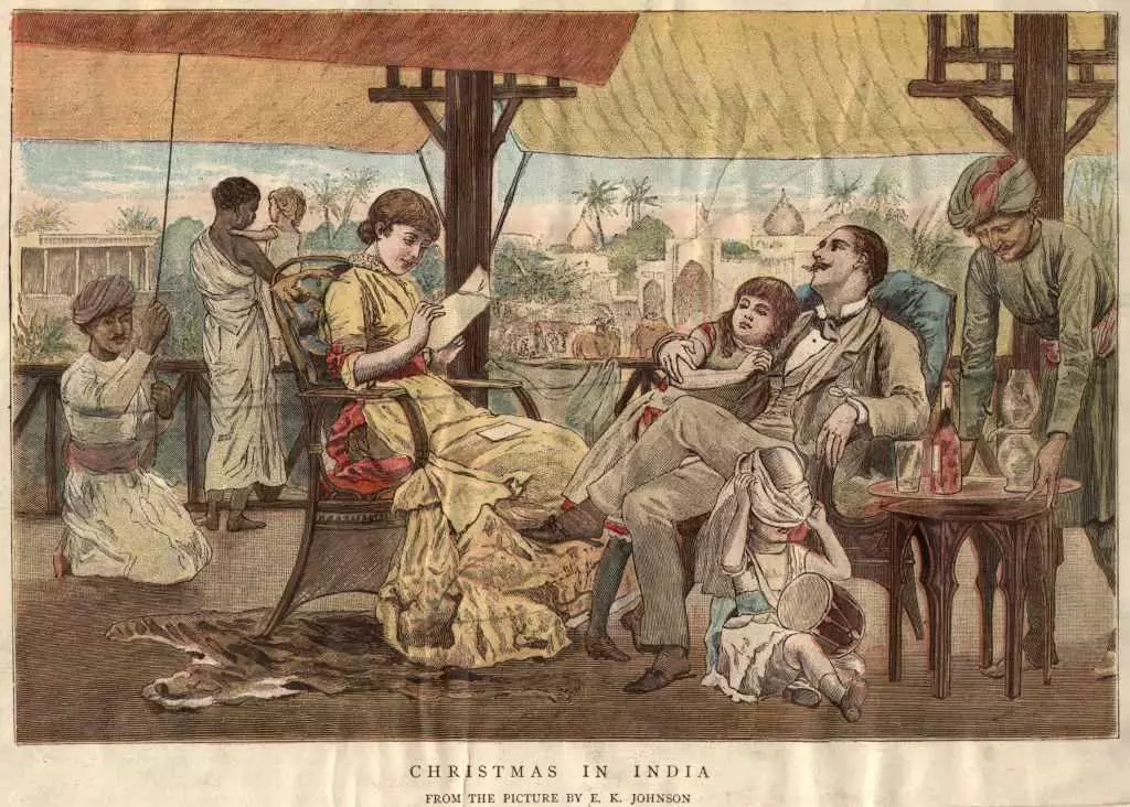 hoo e ka bang ka 1900: Lelapa la Brithani le keteka Keresemese India.