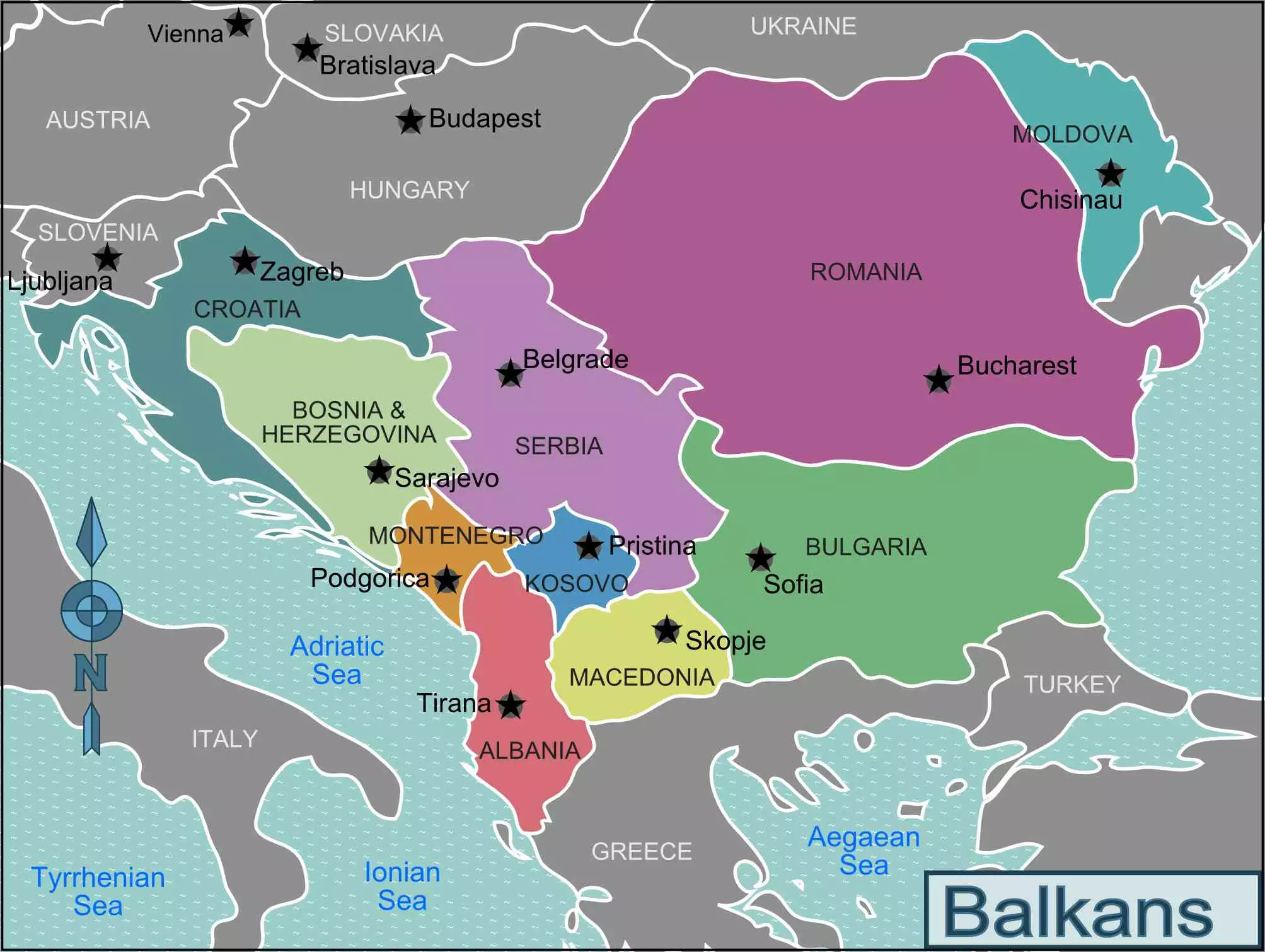 Kaart van die Balkan State